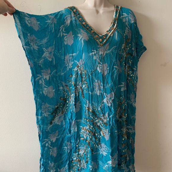 Swim | Sexy Sheer Beaded Caftan Boho Swim Pool Cover Up Hh | Poshmark